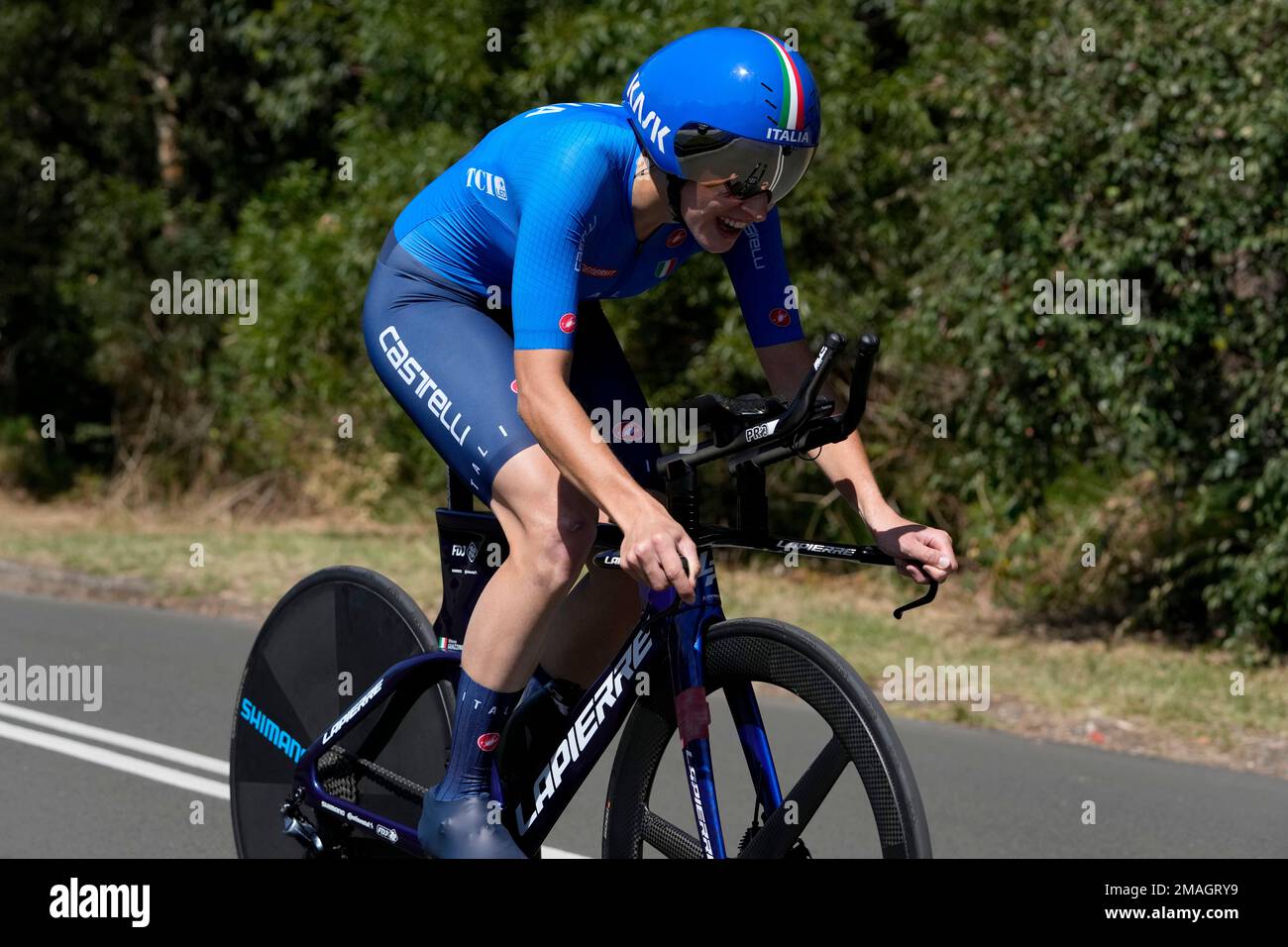 Italy's Vittoria Guazzini competes during the women's under 23 time ... Italy's Vittoria Guazzini competes during the women's under 23 time ...