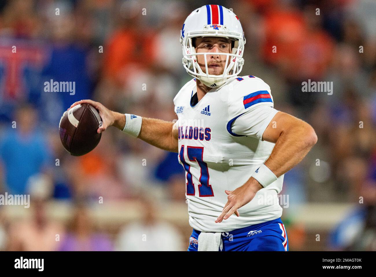 Louisiana Tech quarterback Parker McNeil (17) plays during an NCAA ...