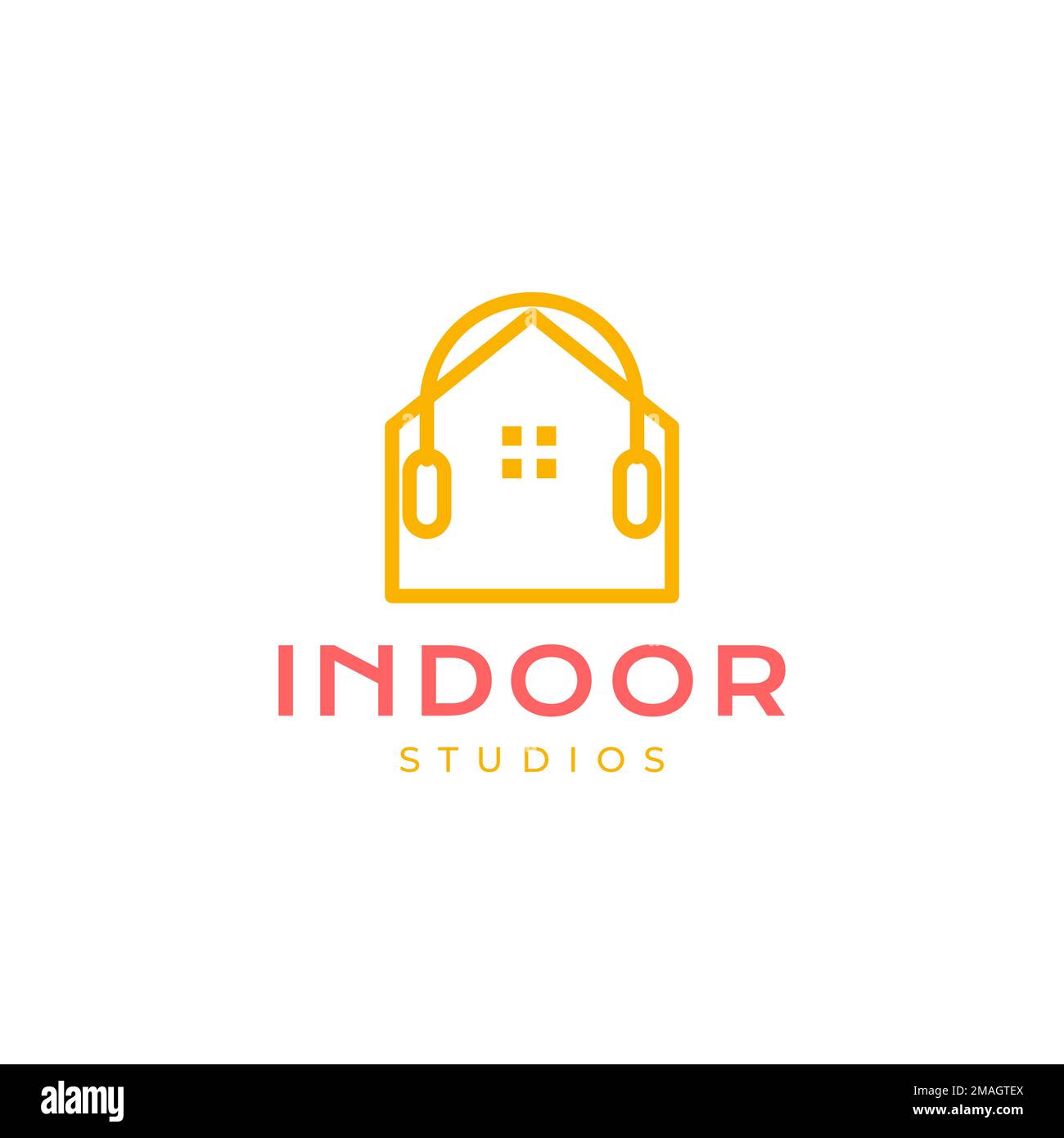 minimalist home house with headset music studios logo design vector ...