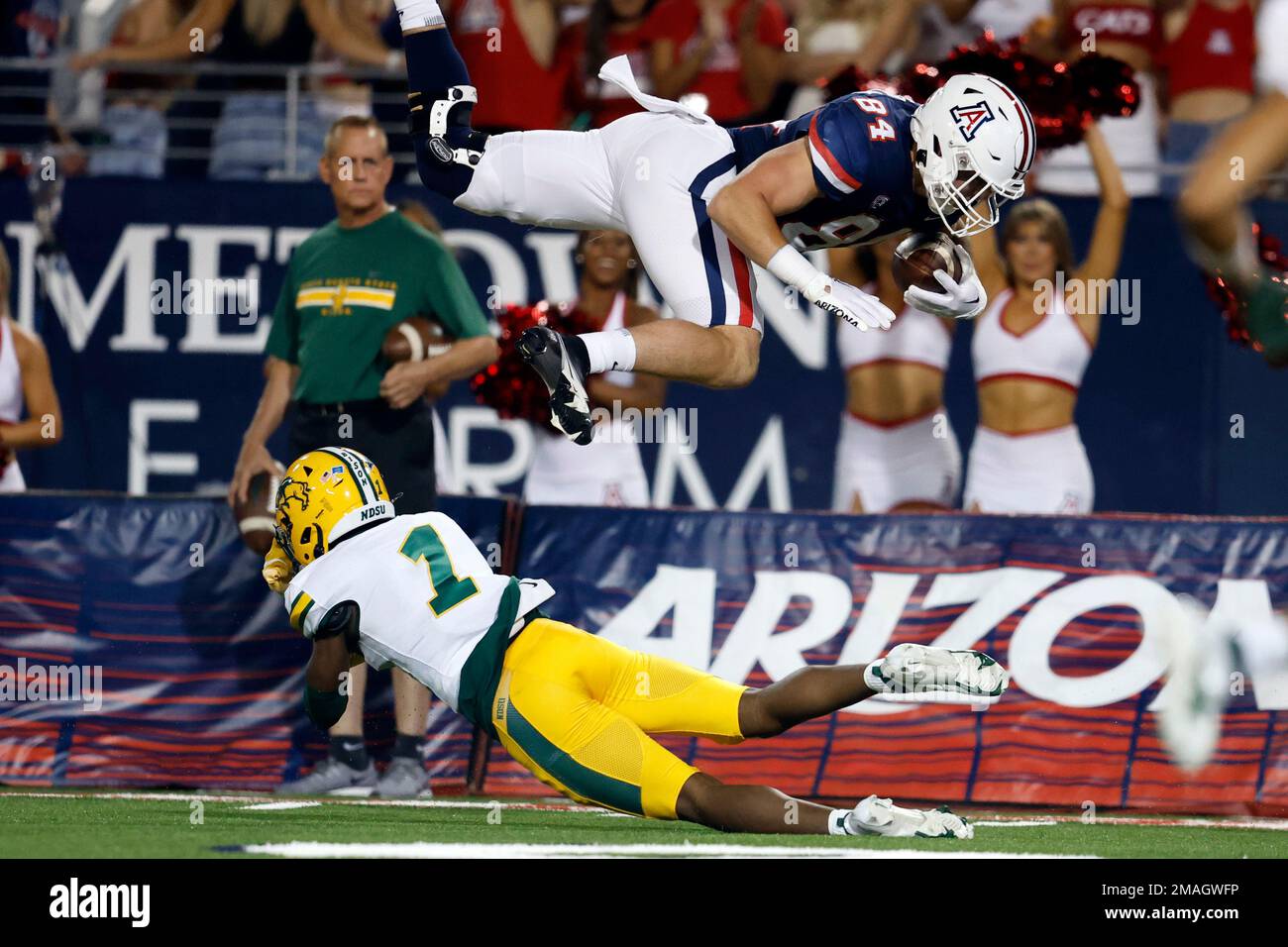 North Dakota State cornerback Courtney Eubanks tackles Arizona tight ...