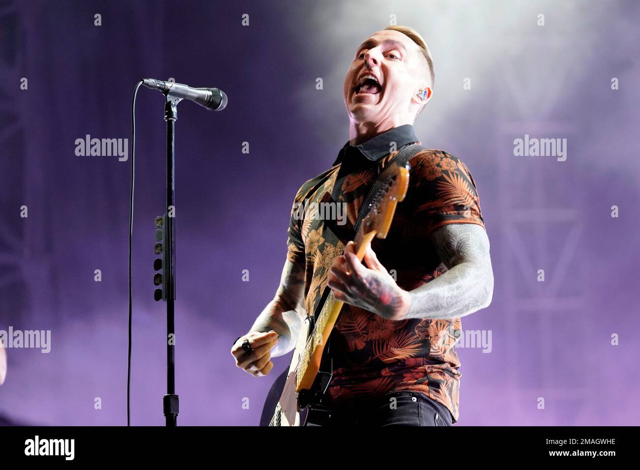 Ryan Key of Yellowcard performs on day two of Riot Fest on Saturday ...