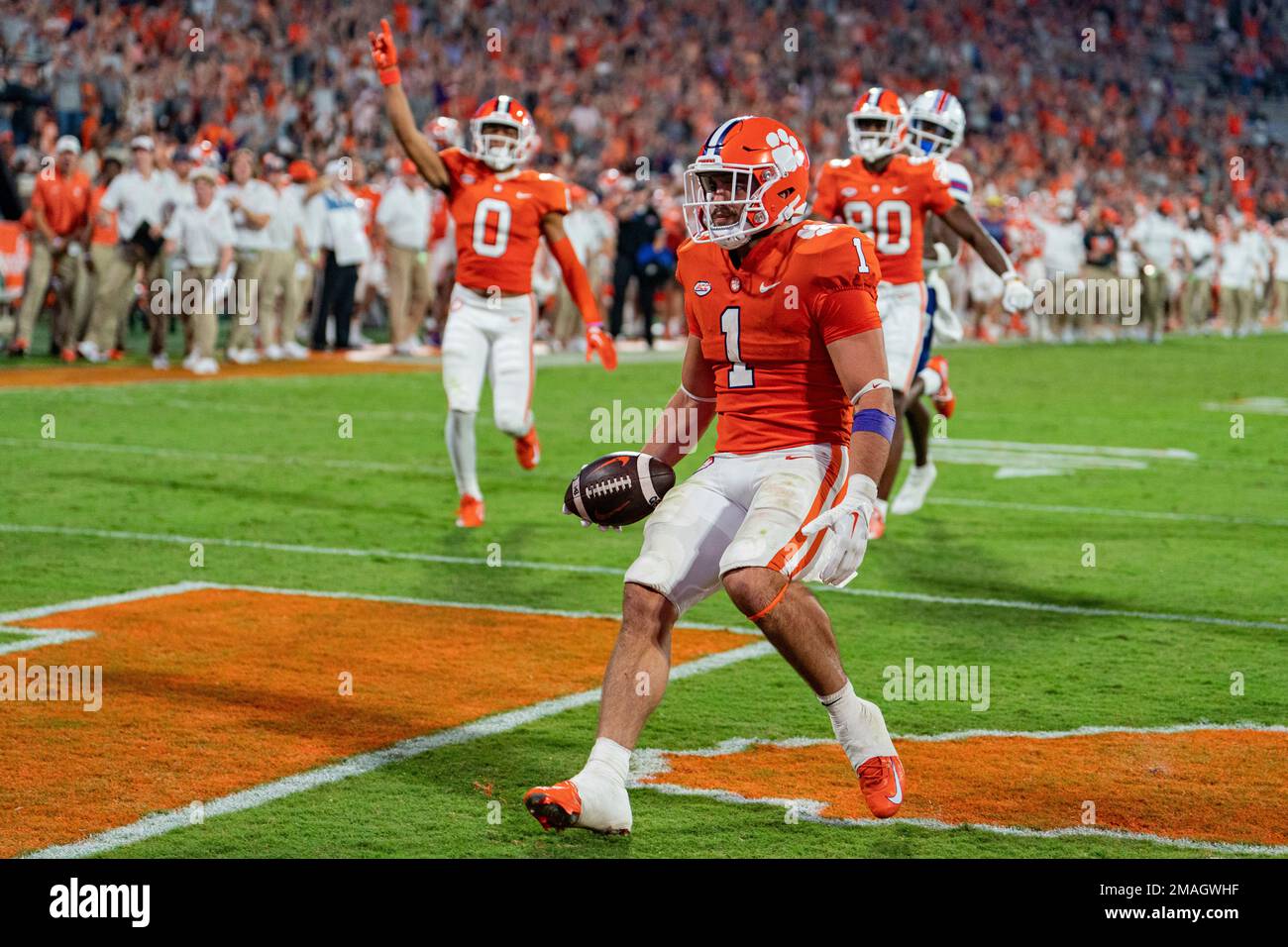 Clemson running back Will Shipley (1) scores a touchdown against ...