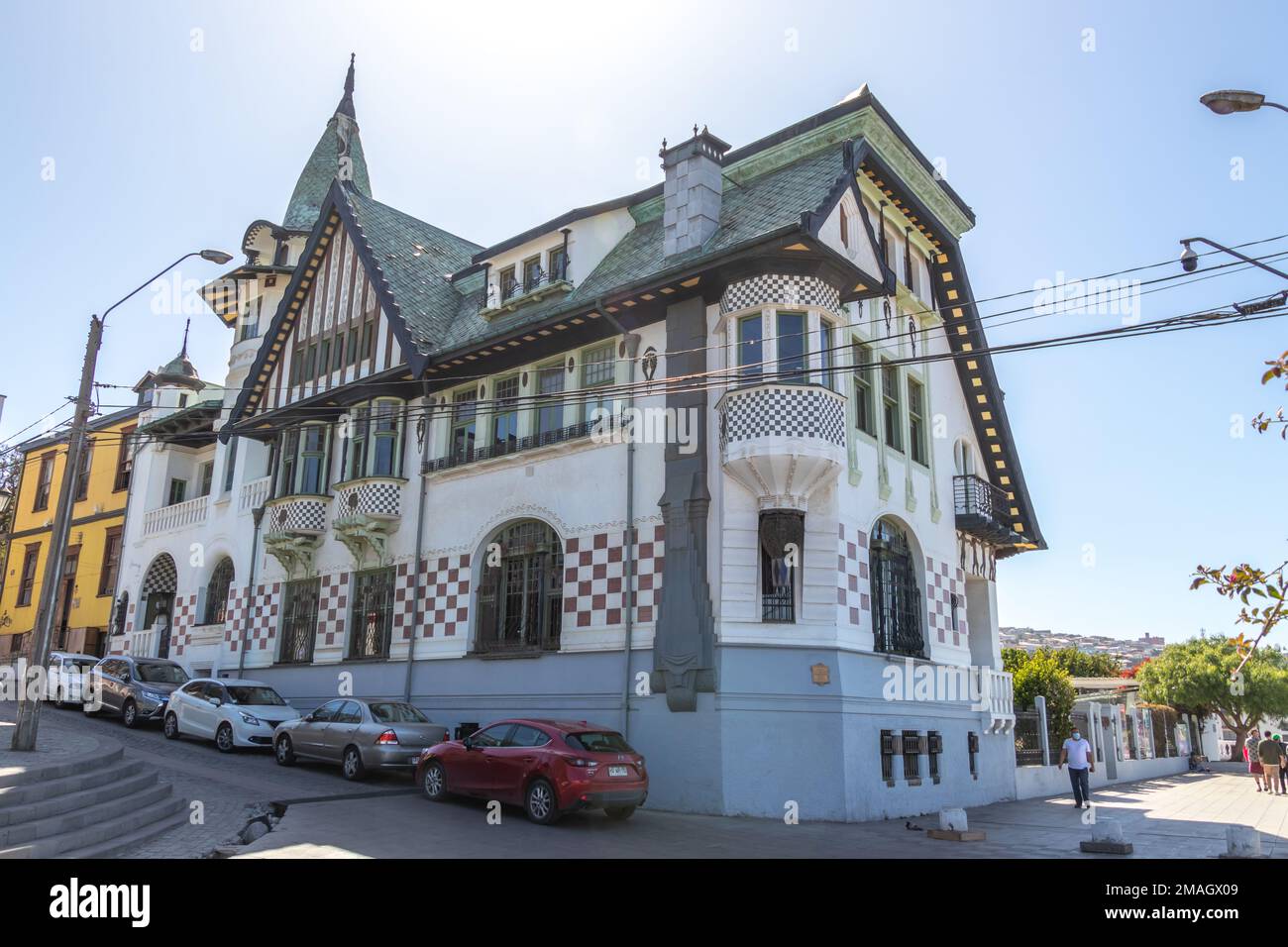 Valparaiso, Chile - Dec 5, 2022: Iconic house of Yugoslav Walk, one of ...