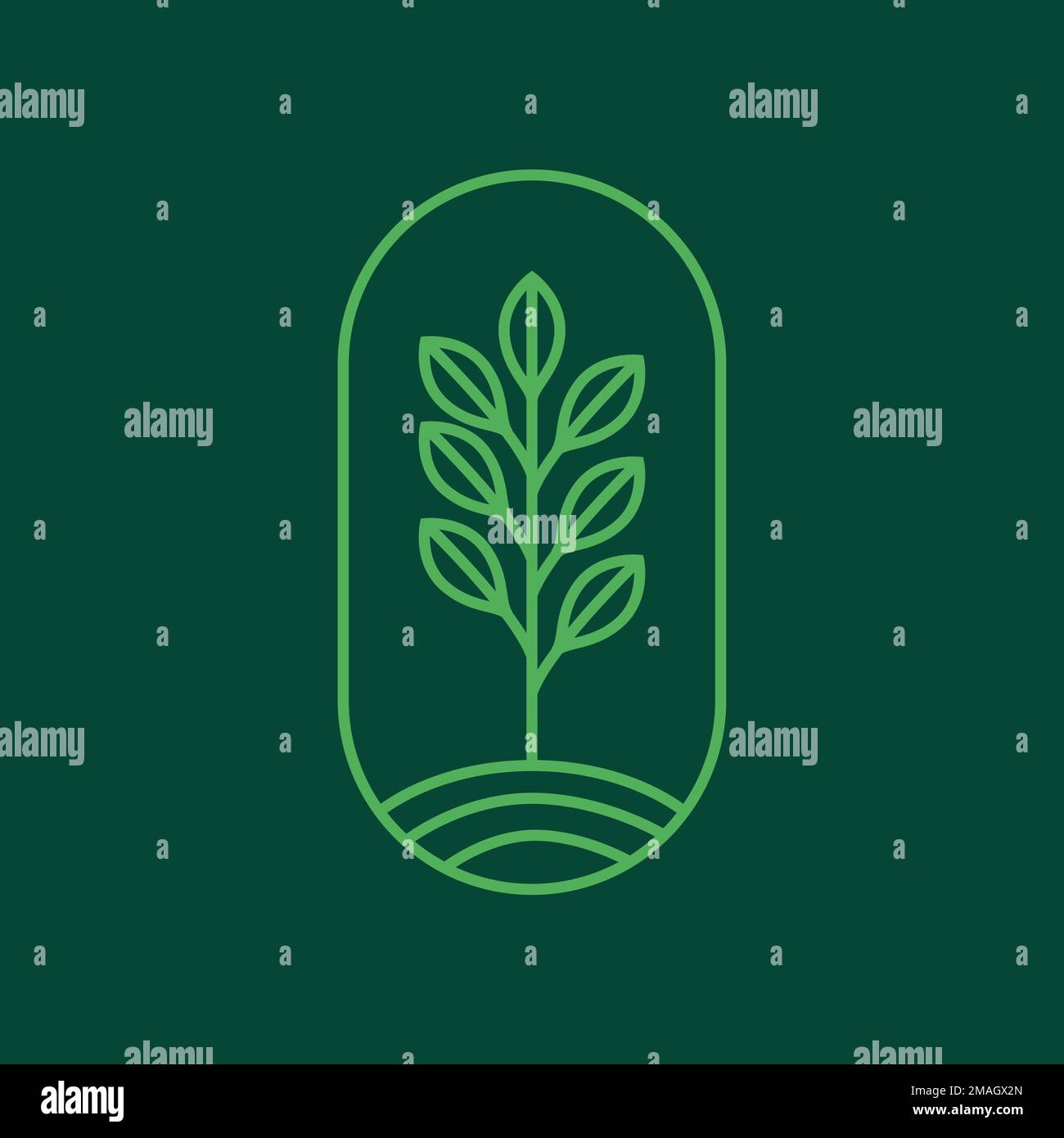 agriculture field planting growth line minimal geometric badge logo ...