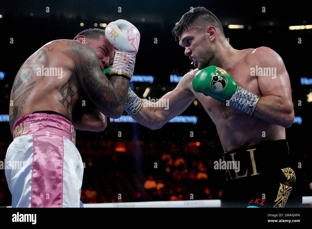 Ali Akhmedov, right, fights Gabriel Rosado in a super middleweight ...