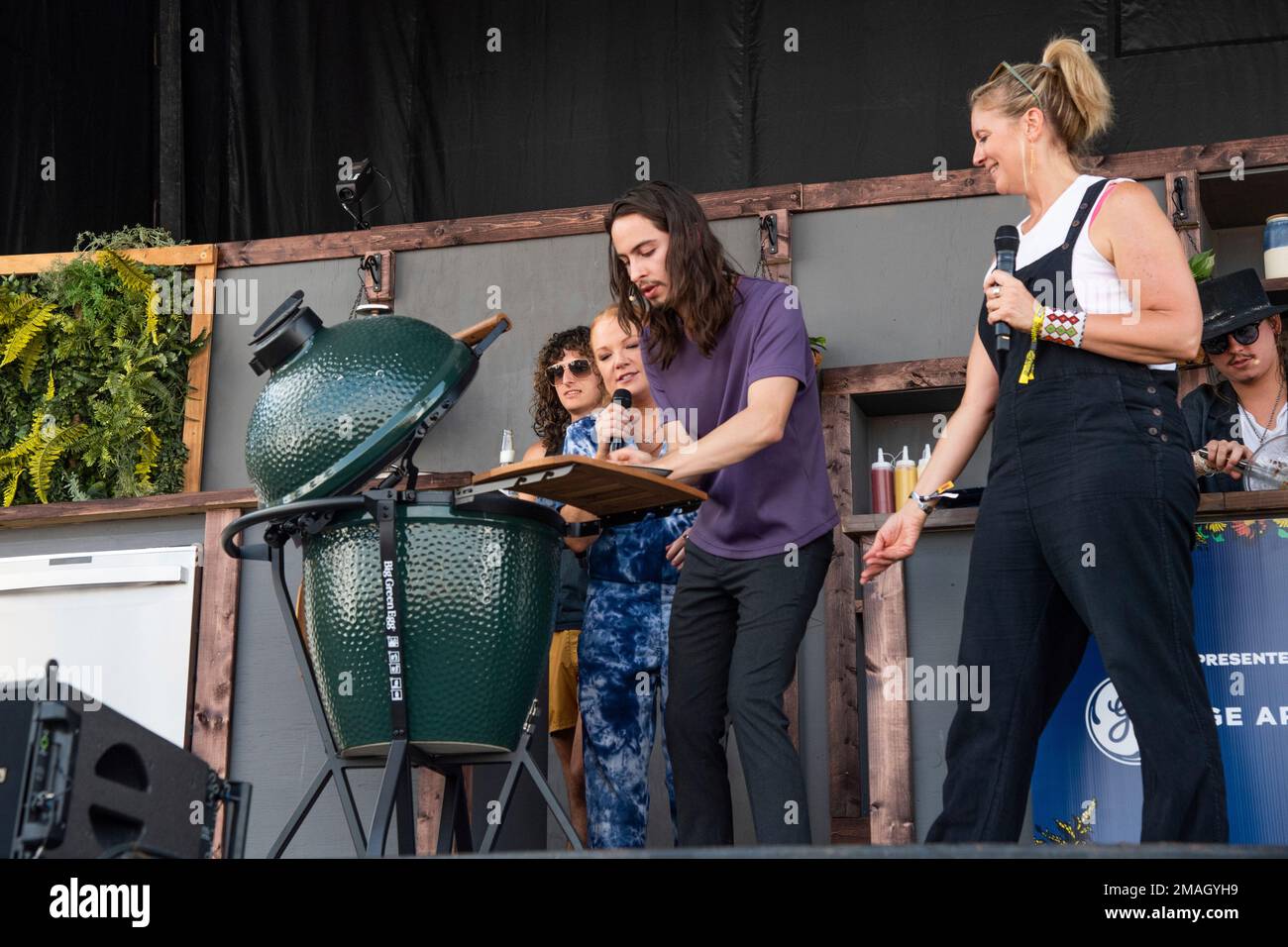 Sam Kiszka, left, of Greta Van Fleet, and Chef Amanda Freitag are seen ...