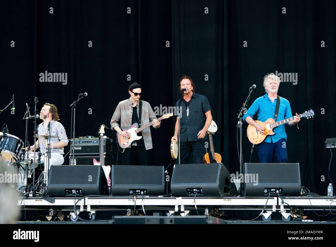 Liam Finn, lef, of Crowded House, Josh Klinghoffer, Eddie Vedder of ...