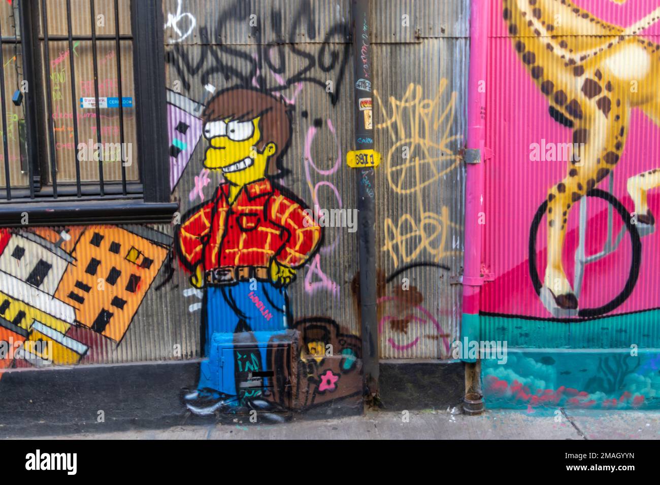 Valparaiso, Chile - Dec 5, 2022: Homer Simpson graffiti on a wall of a ...