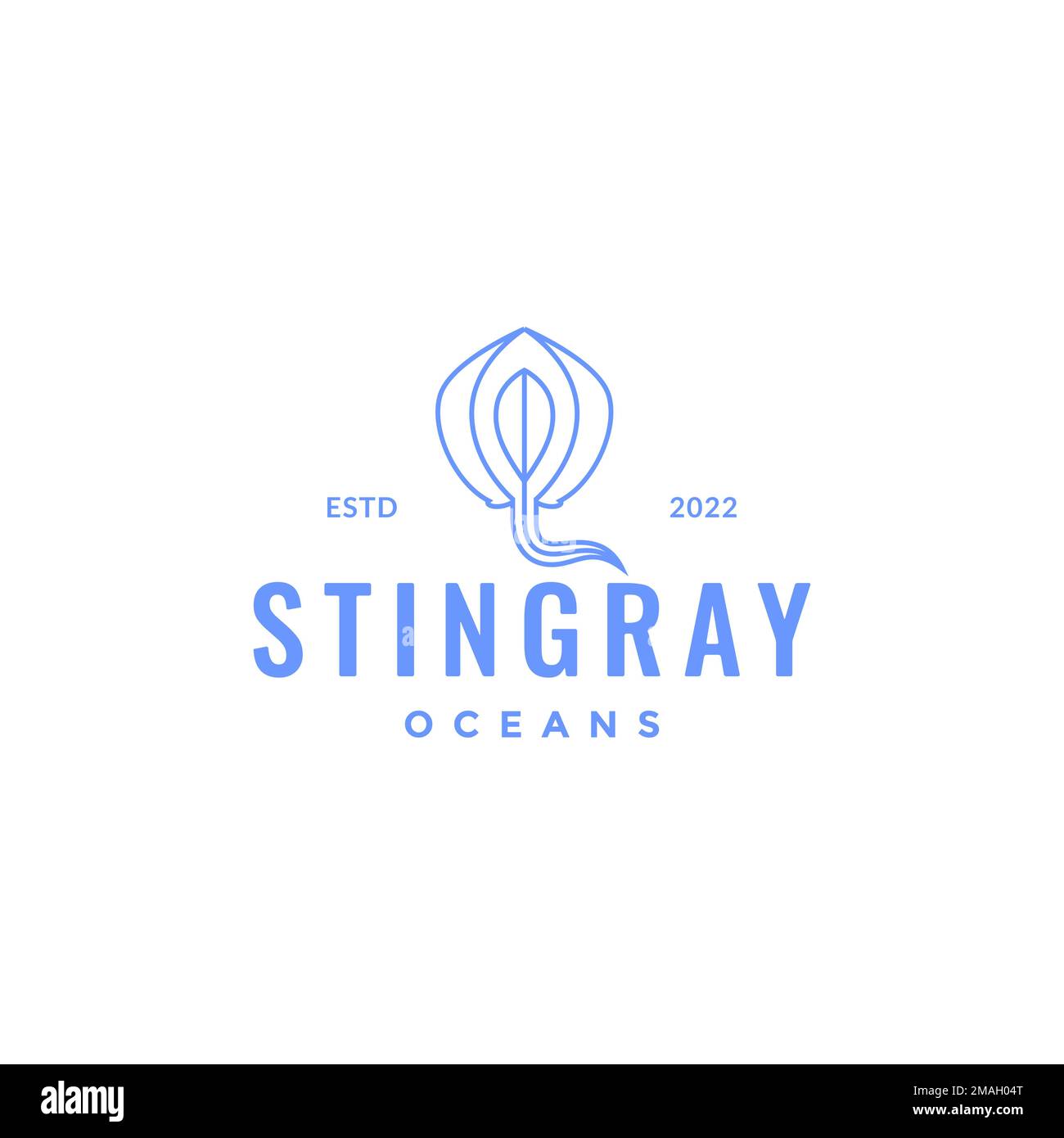 blue spoted ribbontail ray lines minimal logo design icon illustration ...