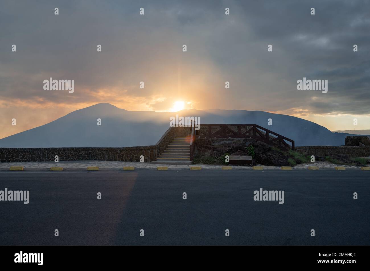 Sunset in Masaya volcano Nicaragua national park observation platform ...
