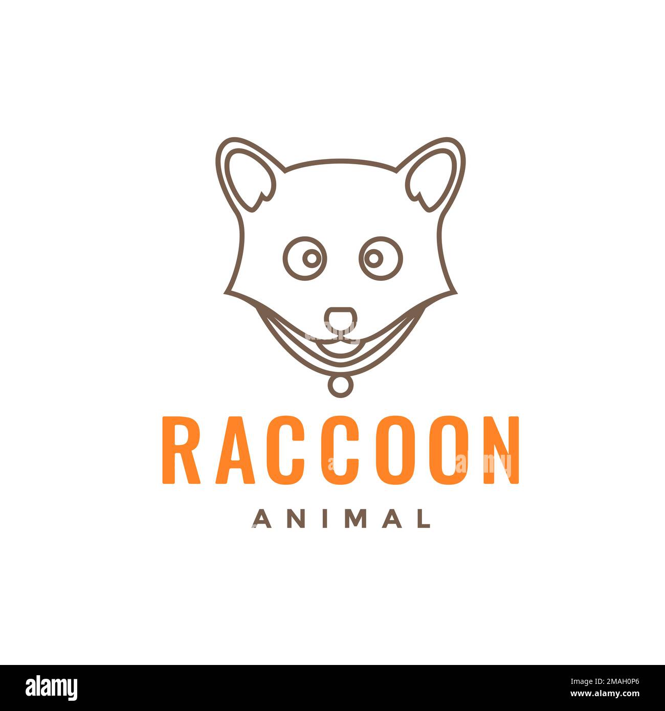 cute raccoon animal line cartoon necklace logo design icon illustration ...