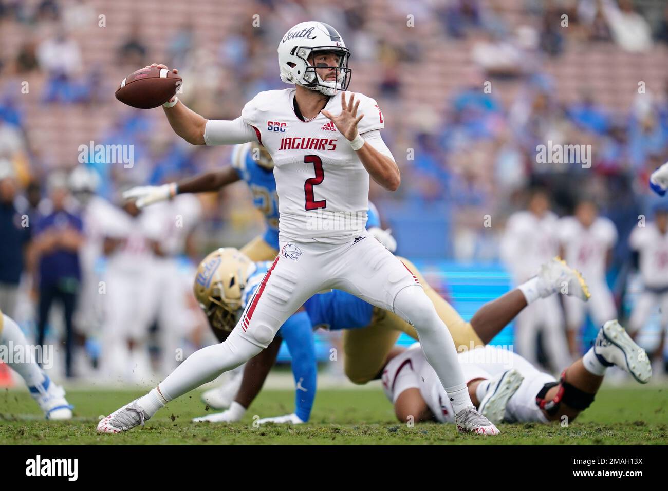 South Alabama quarterback Carter Bradley (2) throws during the first ...