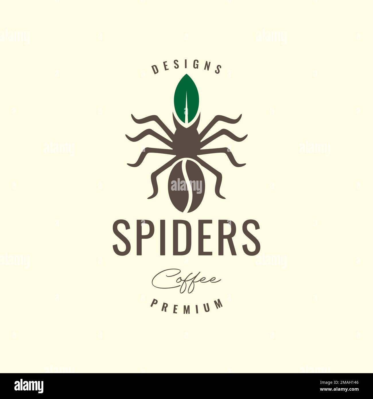 tarantula spider with coffee bean leaves nature vintage hipster logo ...