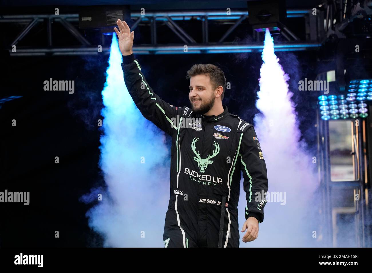 Joe Graf Jr. is introduced before a NASCAR Xfinity Series auto race at ...