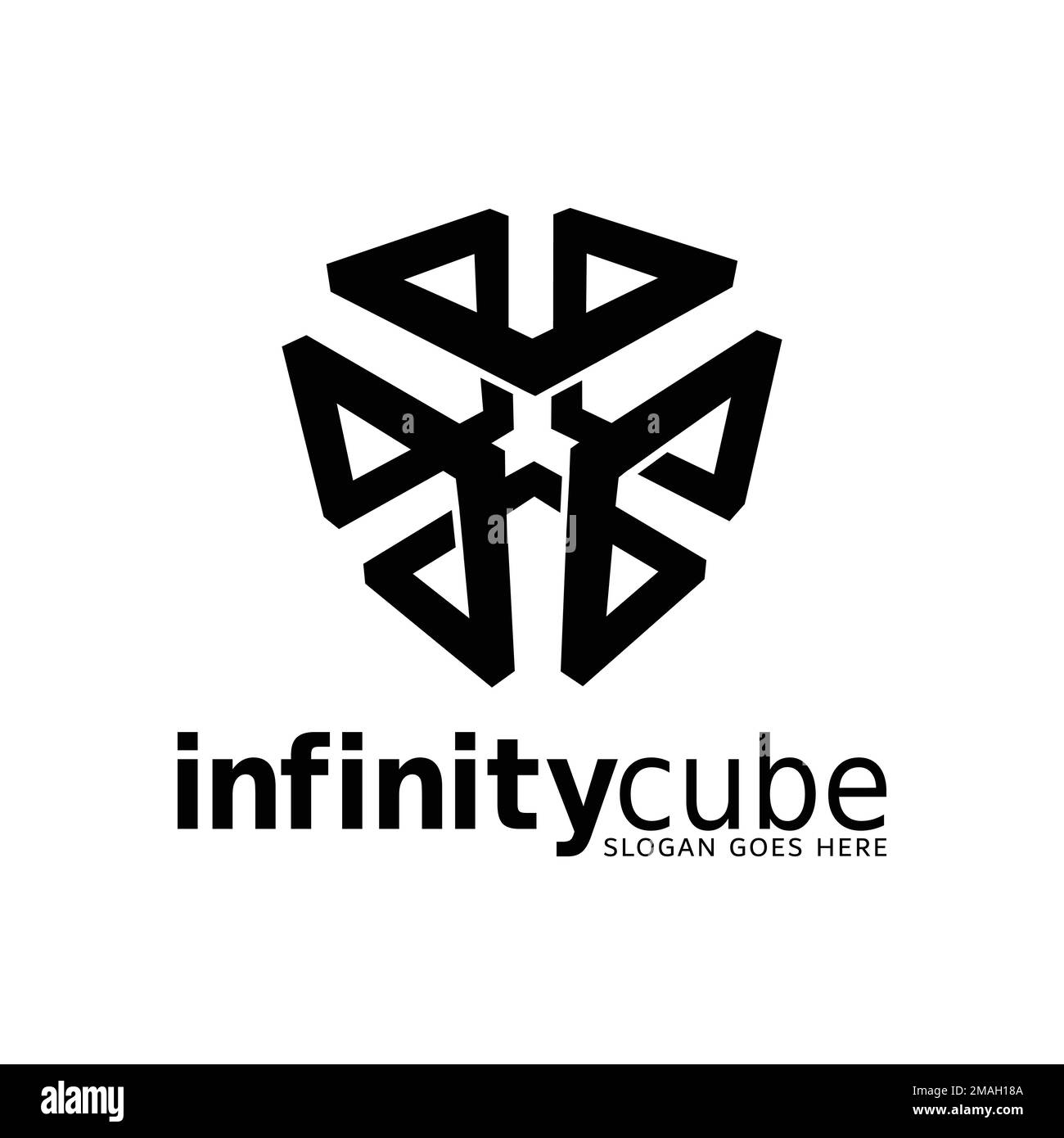 Logo Abstract Infinite cube impossible loop vector design template. logotype. Creative cube line ...