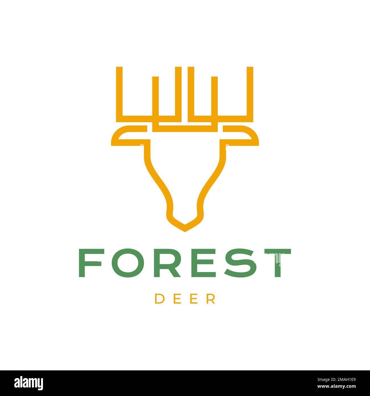 sharp horn deer forest modern line minimal logo design icon ...