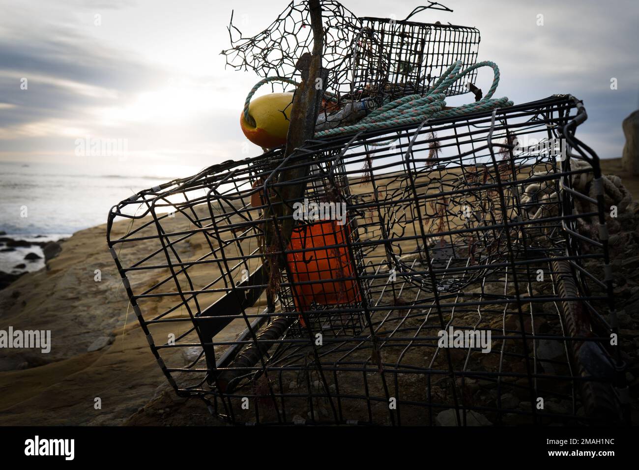 Lost fishing gear at the Cabrillo tide pools in San Diego Stock Photo ...