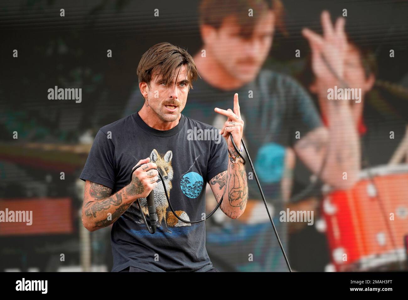 Anthony Green, of the band L.S. Dunes, performs on day one of Riot Fest ...