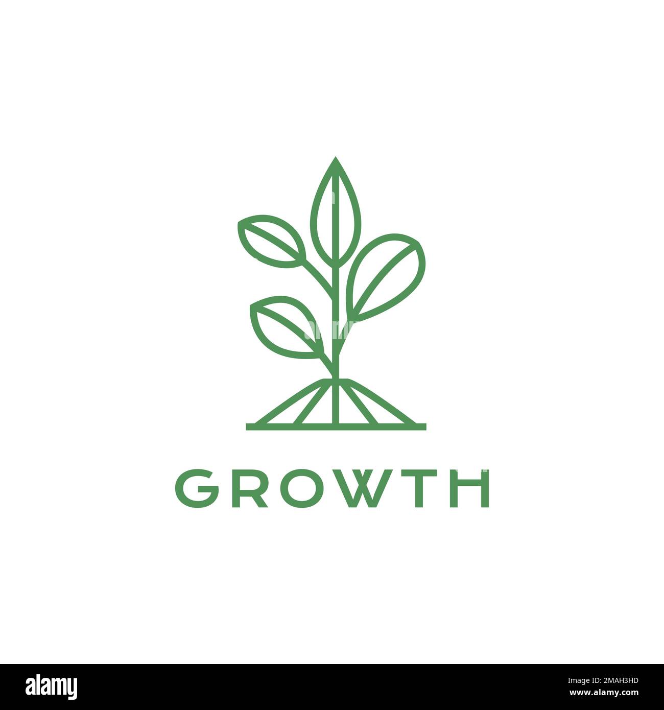 green ground planting growth simple minimal line logo design vector ...