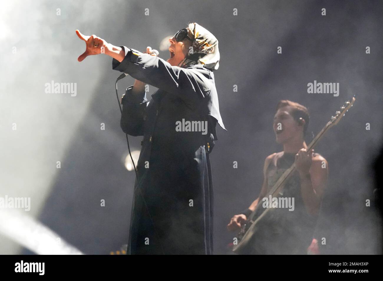 Gerard Way, left, and Mikey Way of My Chemical Romance perform on day ...