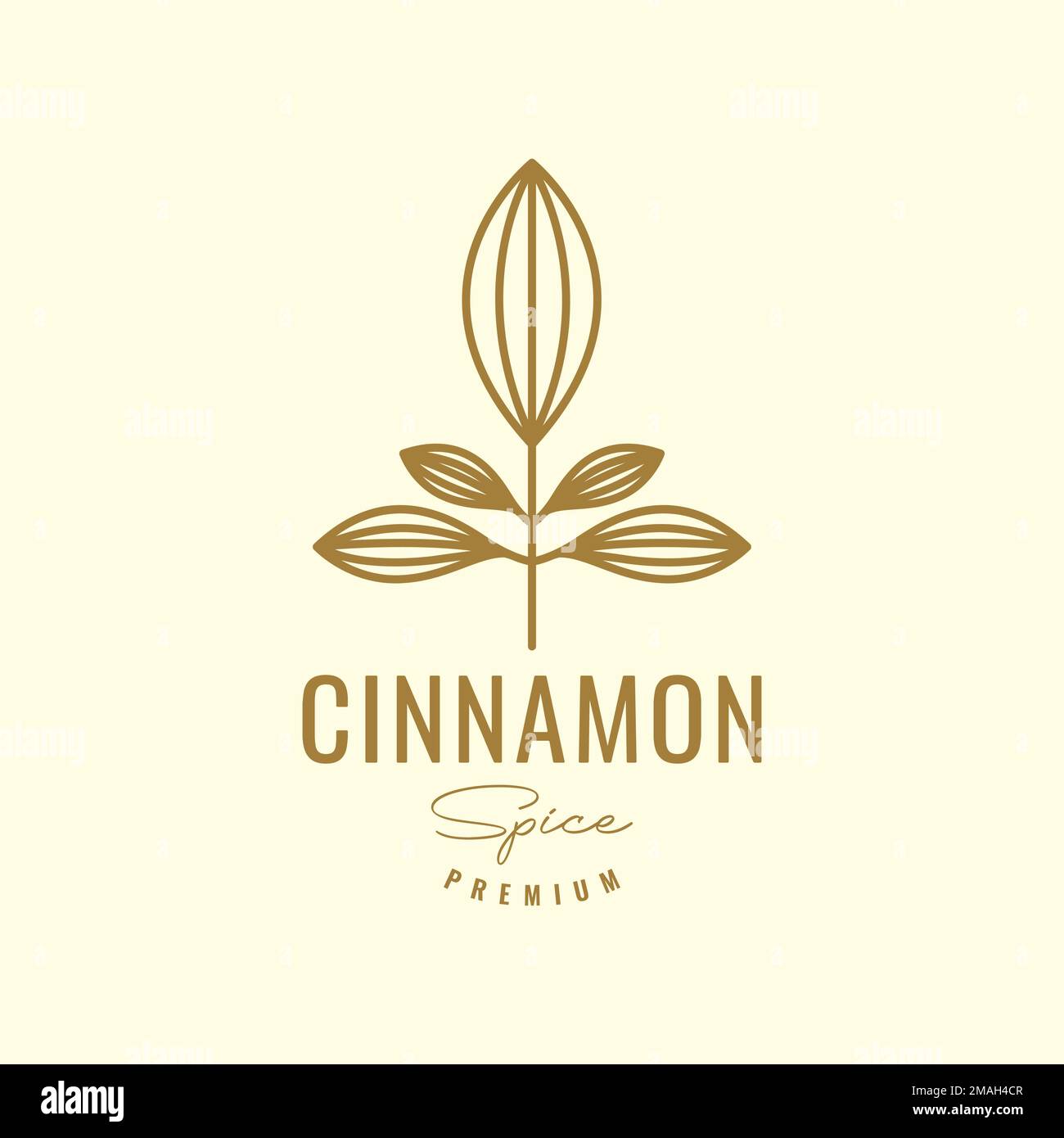 cinnamon plant tree skin spice taste cooking food hipster logo design ...