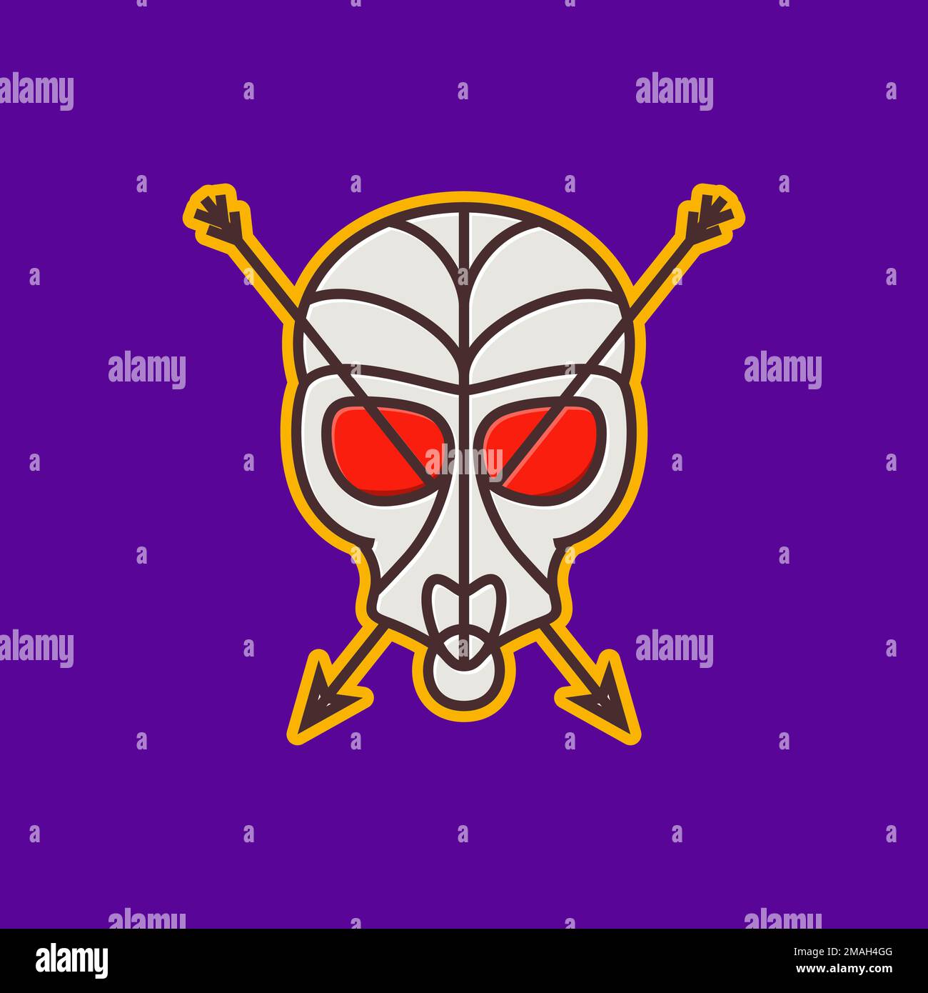 skull bones cross arrows colorful cute sticker badge modern logo design ...