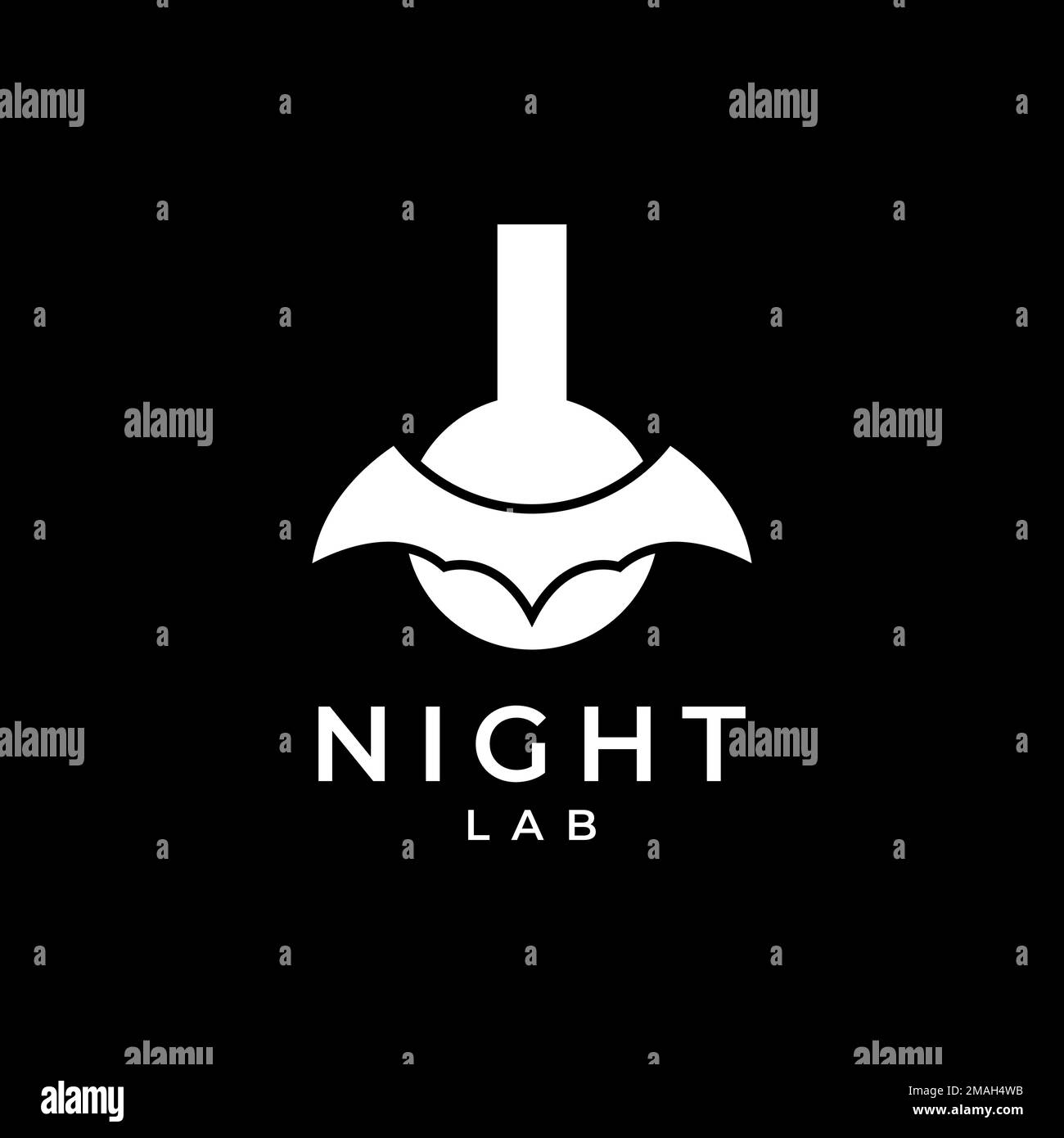 night laboratory science bats wings logo design vector icon ...