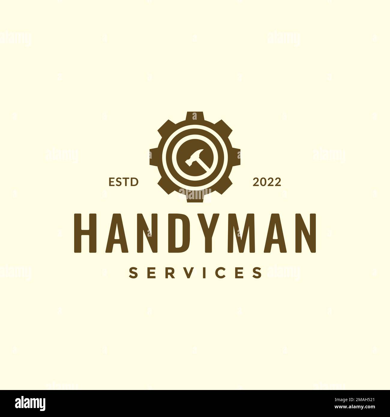 service gear handyman hammer hipster vintage logo design vector icon ...