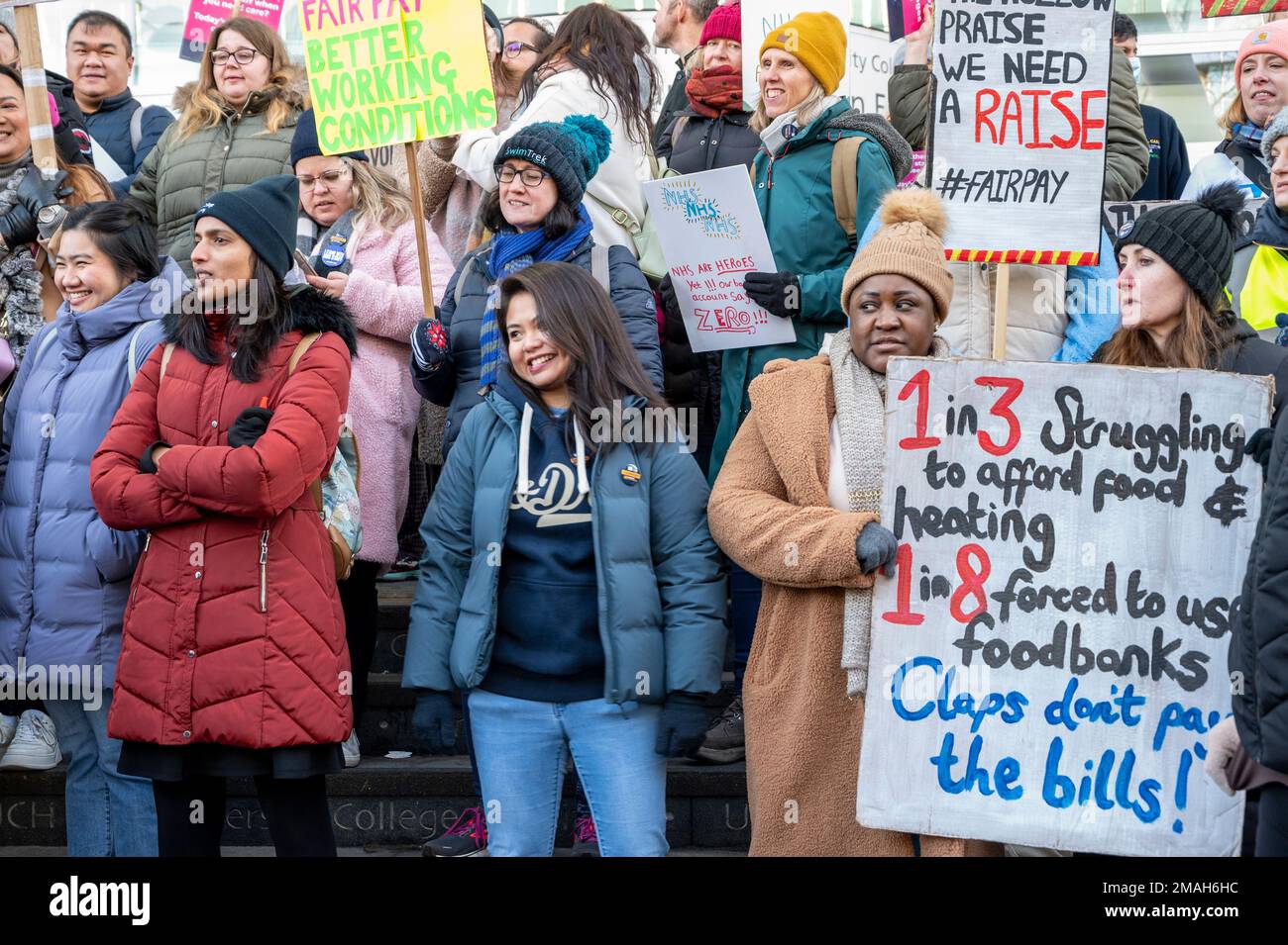 Nurses outside UCH Hospital, striking for more pay, improved staffing ...