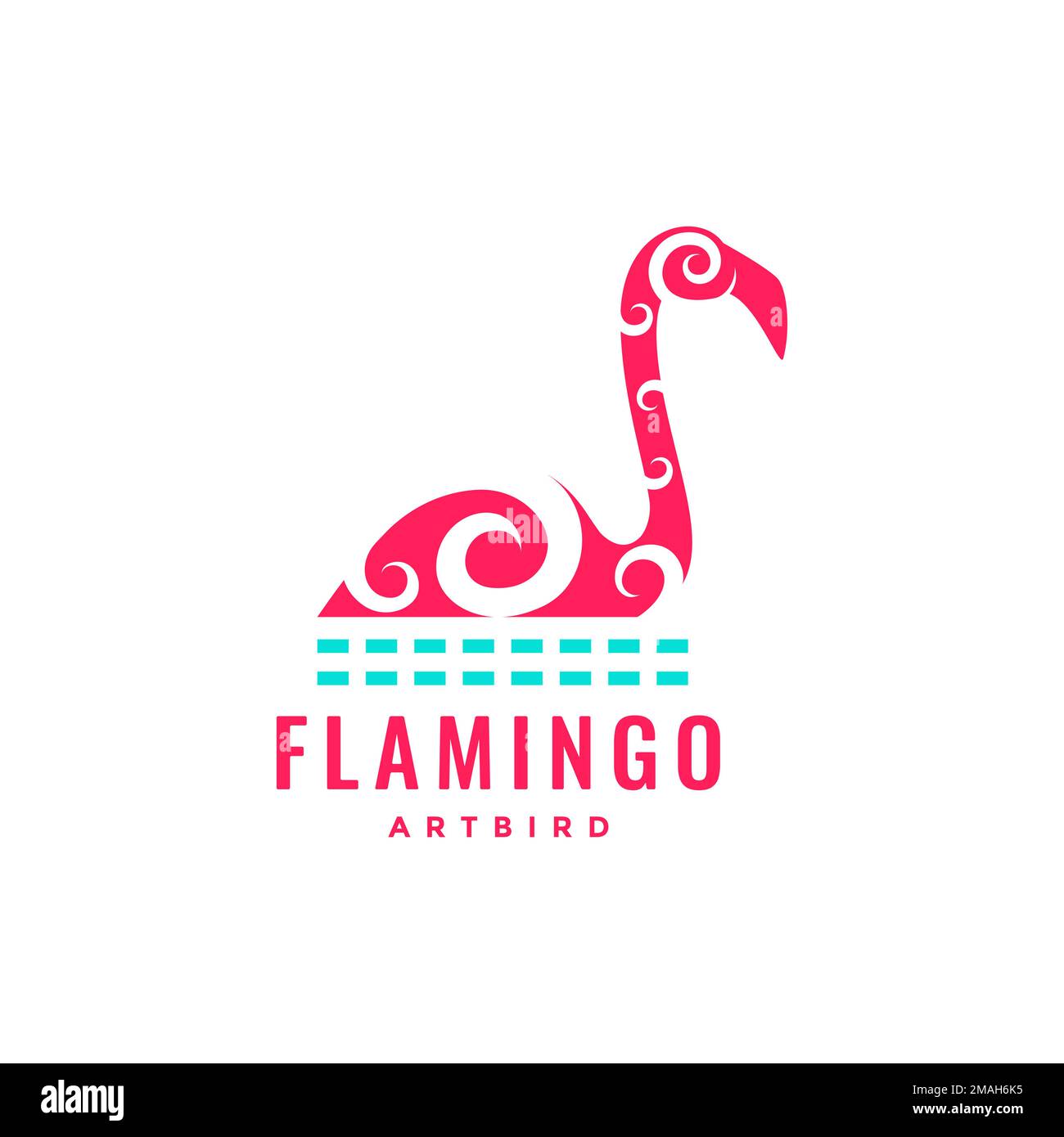 art flamingo and water lake abstract logo design vector icon ...