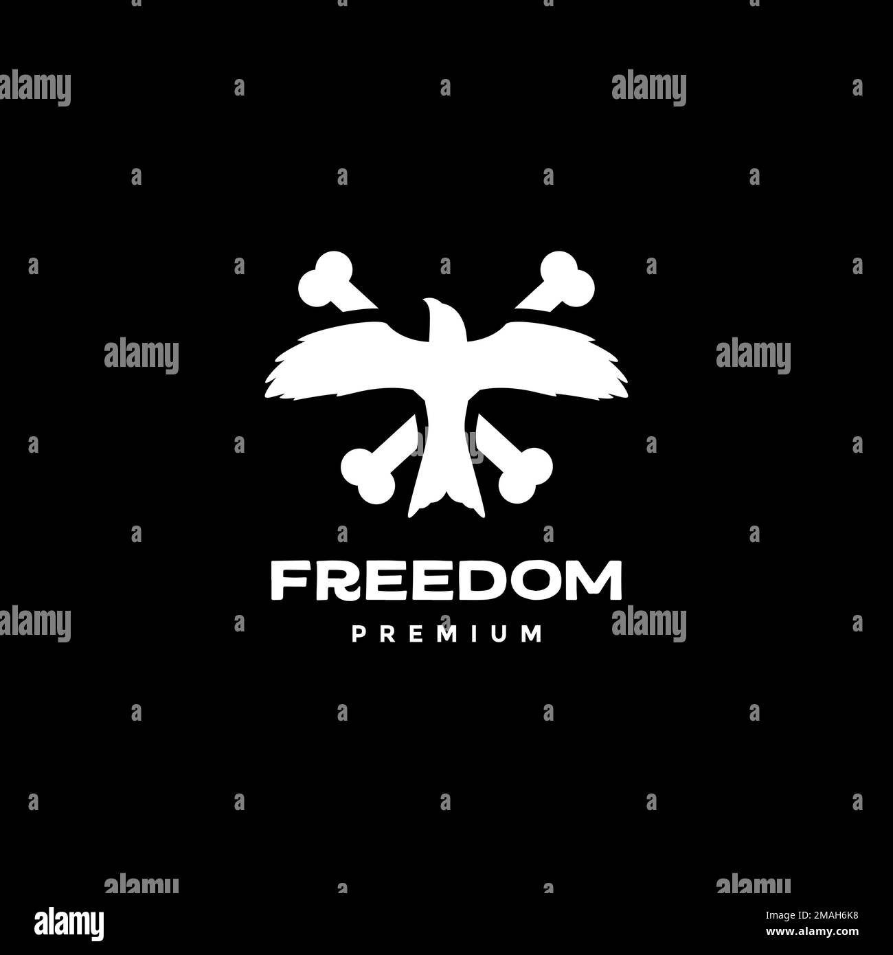 flying freedom falcon hawk cross bones logo design vector icon ...