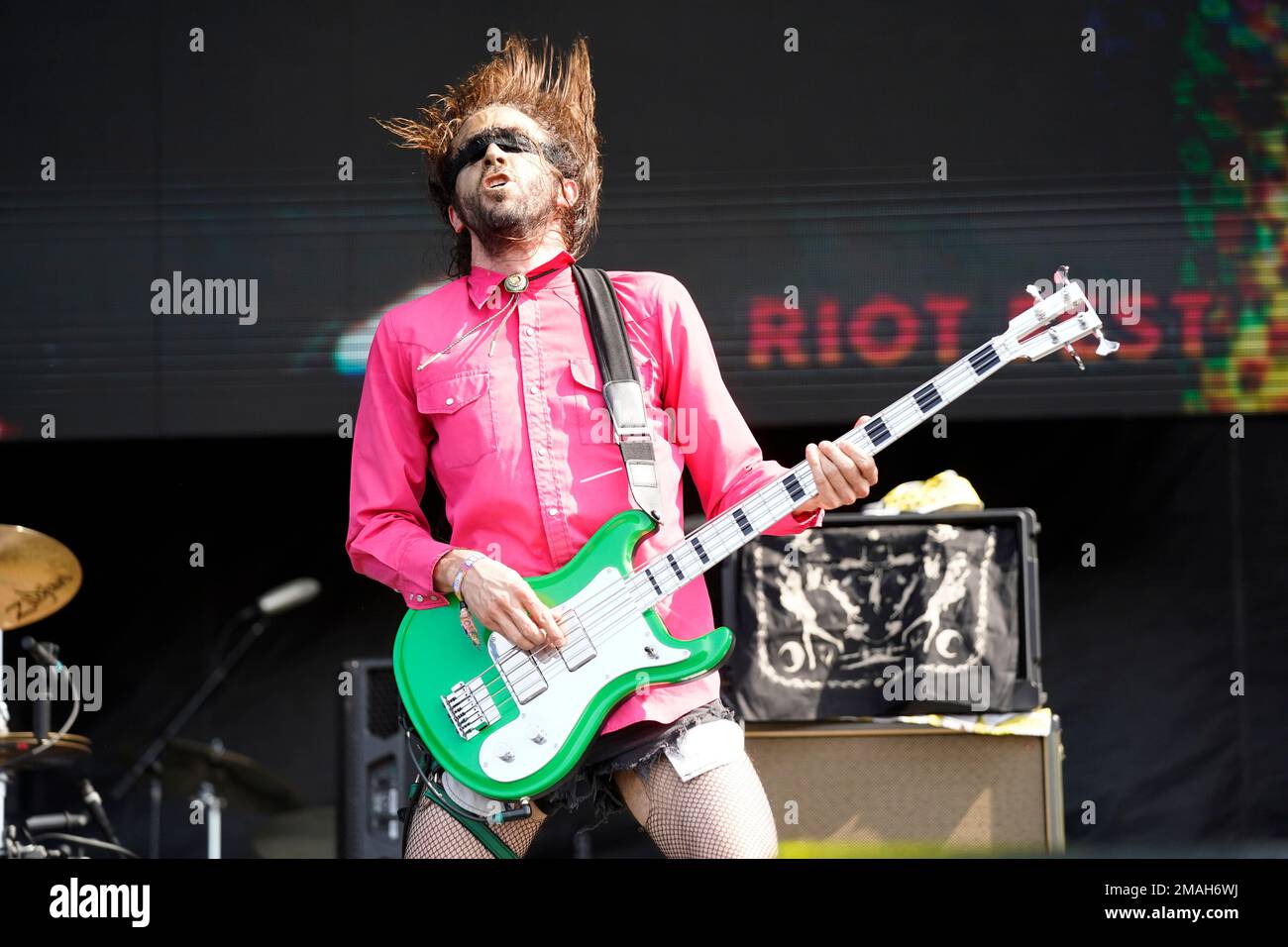 Daisy Caplan of Foxy Shazam performs on day one of Riot Fest on Friday ...