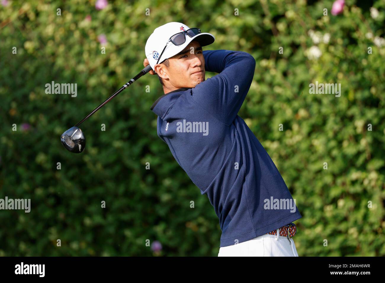 Florida Ricky Castillo hits a tee shot on the 1st hole during an NCAA ...