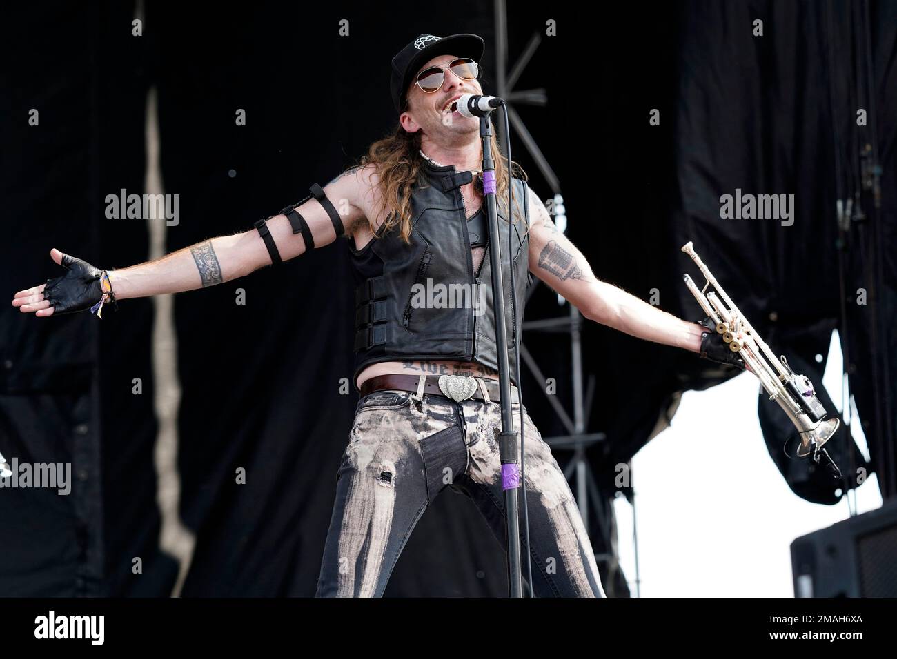 Alex Nauth of Foxy Shazam performs on day one of Riot Fest on Friday ...