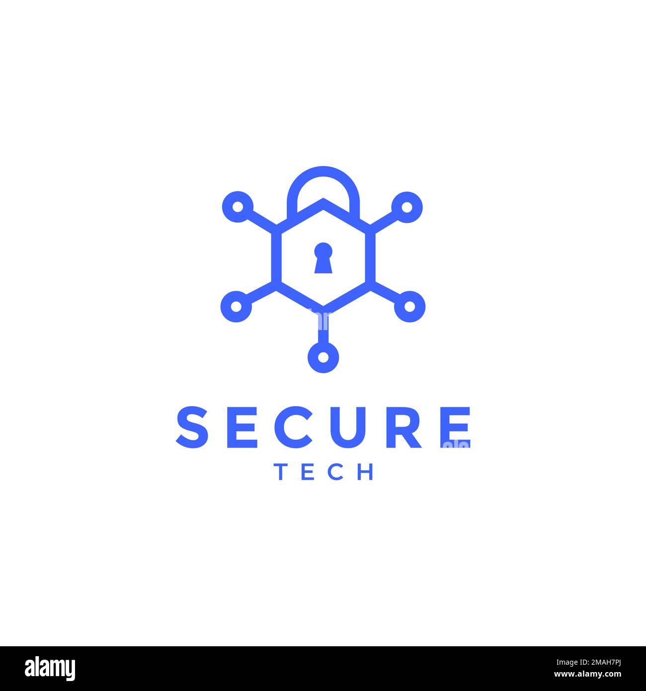 hexagonal technology security pad lock lines modern logo design vector ...
