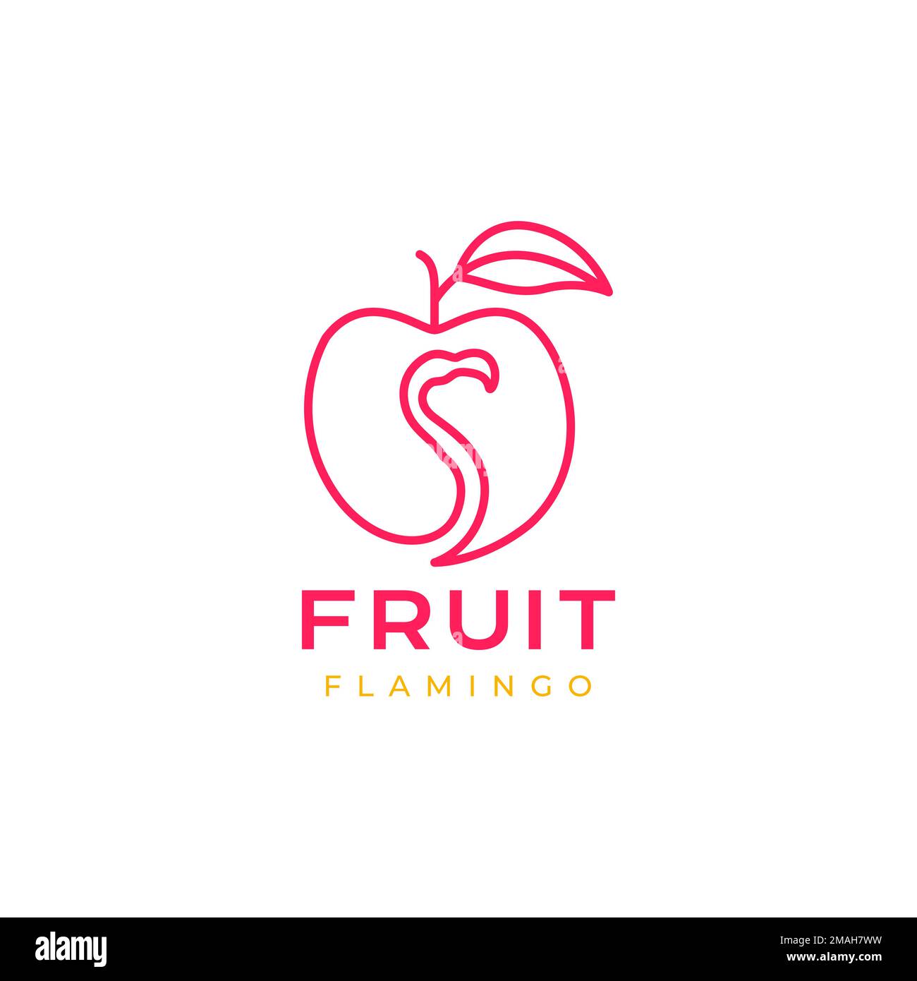 apple fruit with bird flamingo head lines minimal logo design vector ...
