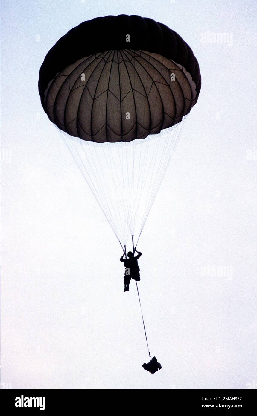 A Paratrooper from the 3rd Battalion 325 Infantry Regiment glides to ...