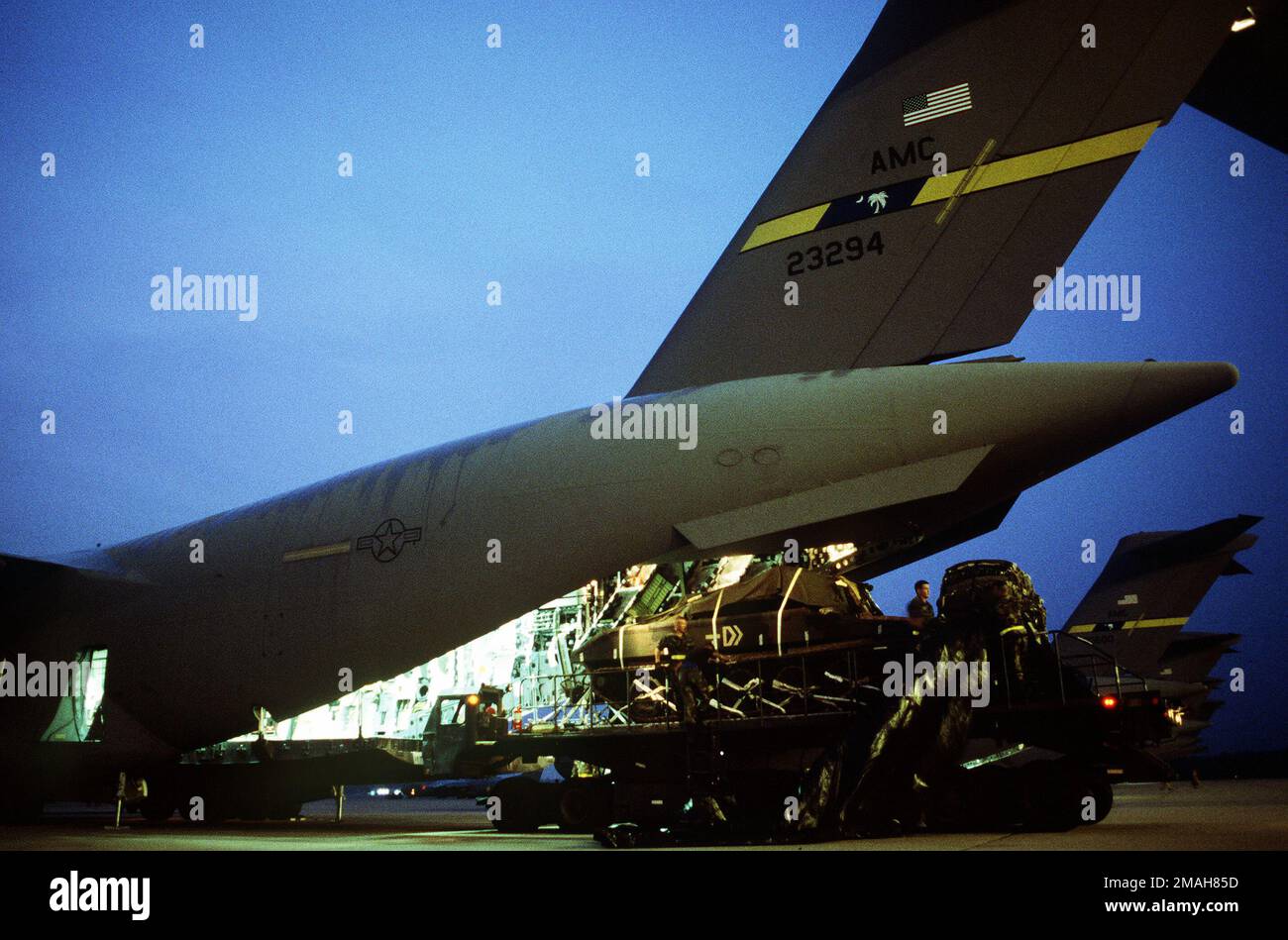A U.S. Army M-551A1 Sheridan tank is loaded into a U.S. Air Force C-17 ...
