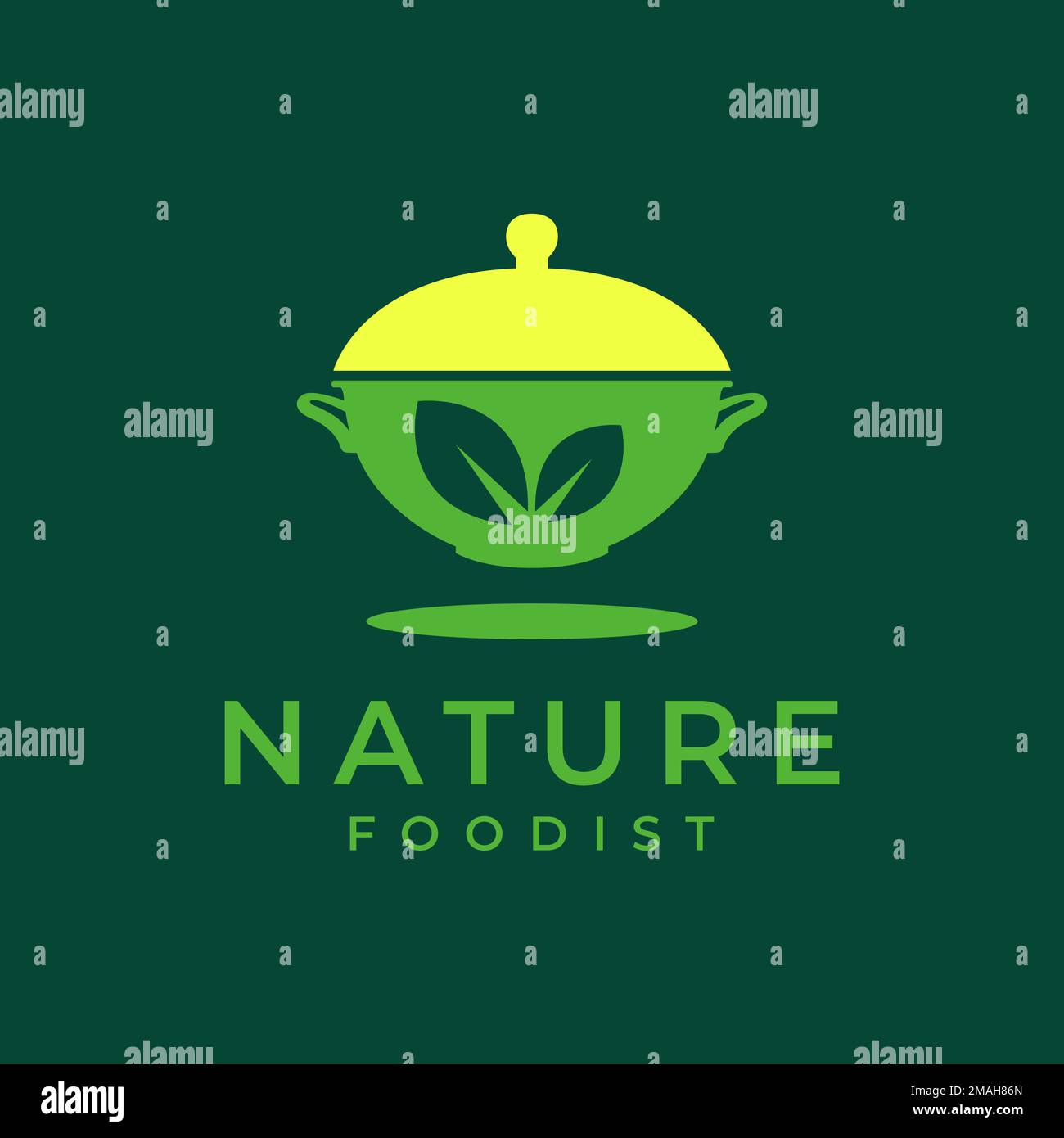 cauldron kitchen tools cooking wok nature food leaves vegetable logo ...