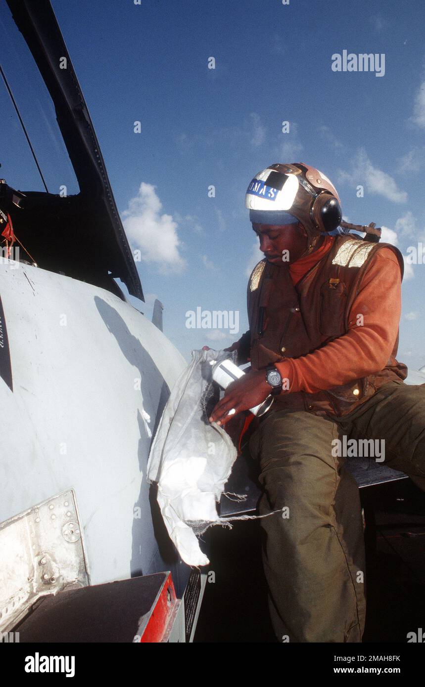 AIRMAN (AN) David Thomas, plane captain with Fighter Squadron 102 (FV ...
