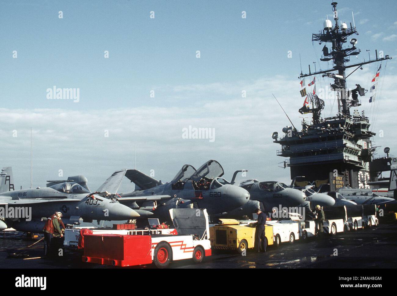 Crewman on board the aircraft carrier USS AMERICA (CV-66) ready flight ...