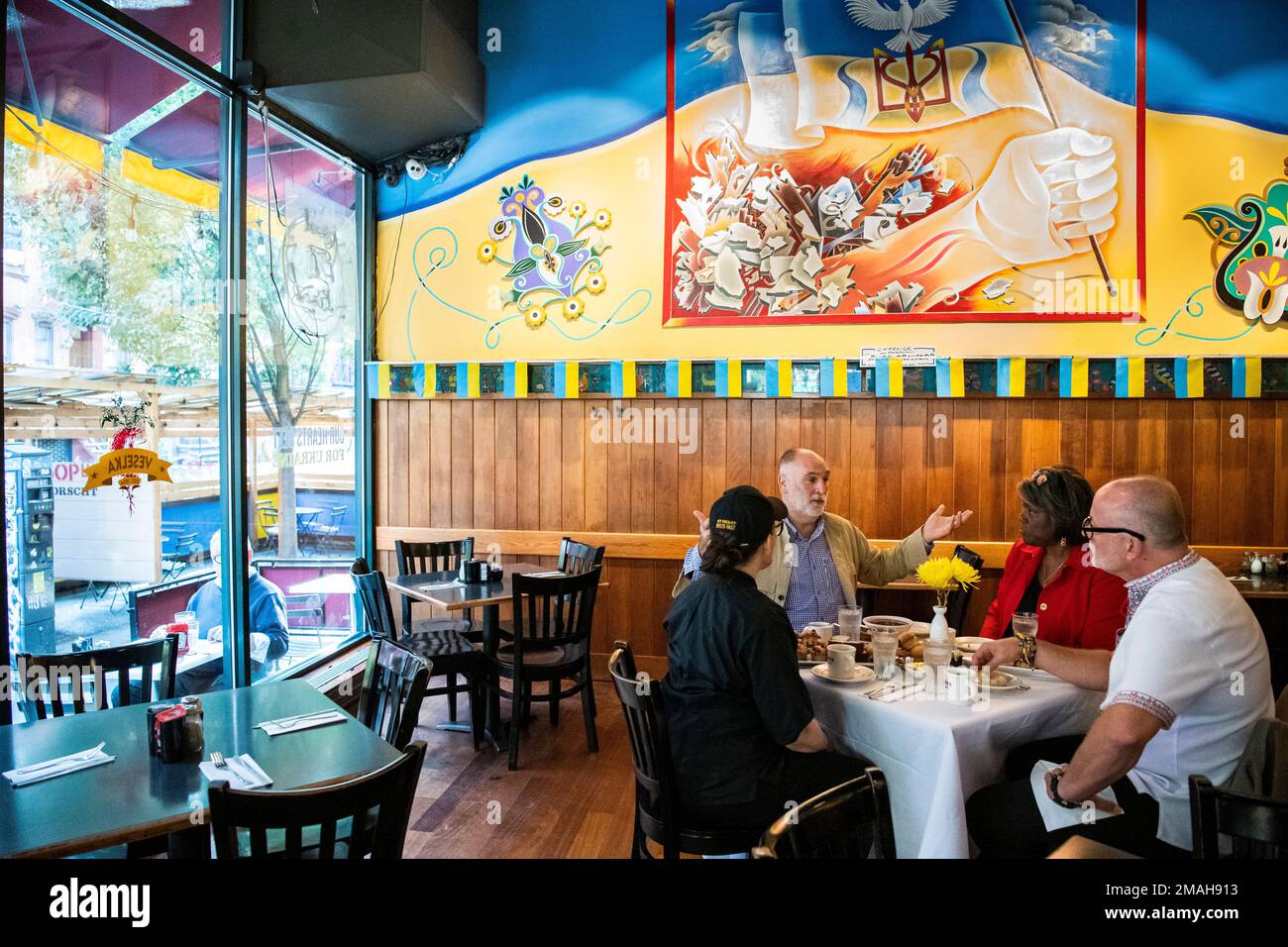 From left, Chef Olesia Lew, Jose Andres, founder of World Central ...