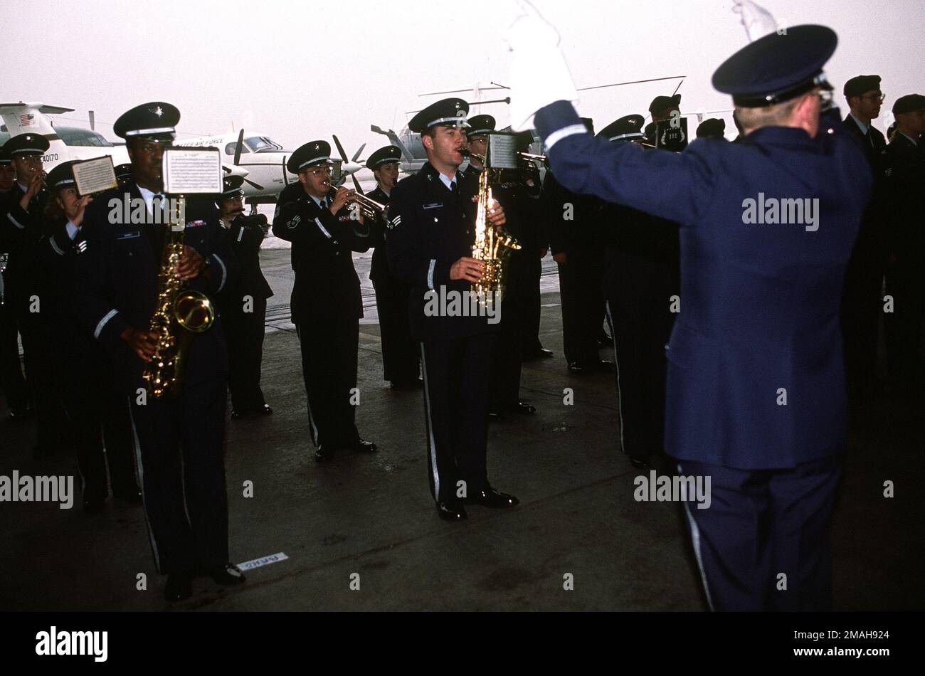 The U.S. Air Force Band of the Pacific performs at reorganization ...