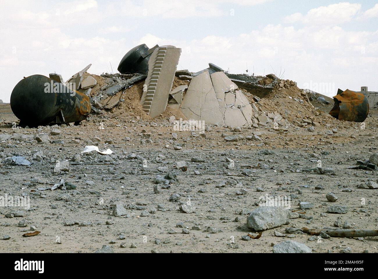 A view of a munitions bunker at Al-Salman Air Base destroyed by Allied ...