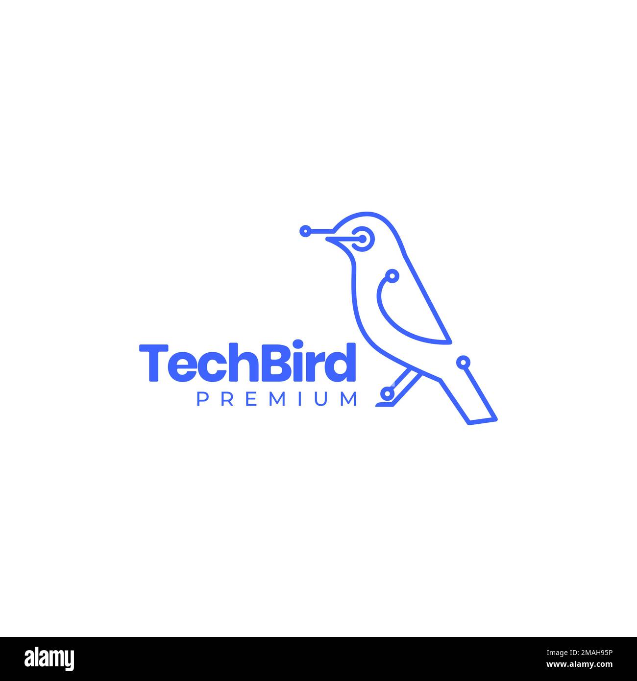 little bird singer technology connect lines minimal logo design vector icon illustration ...