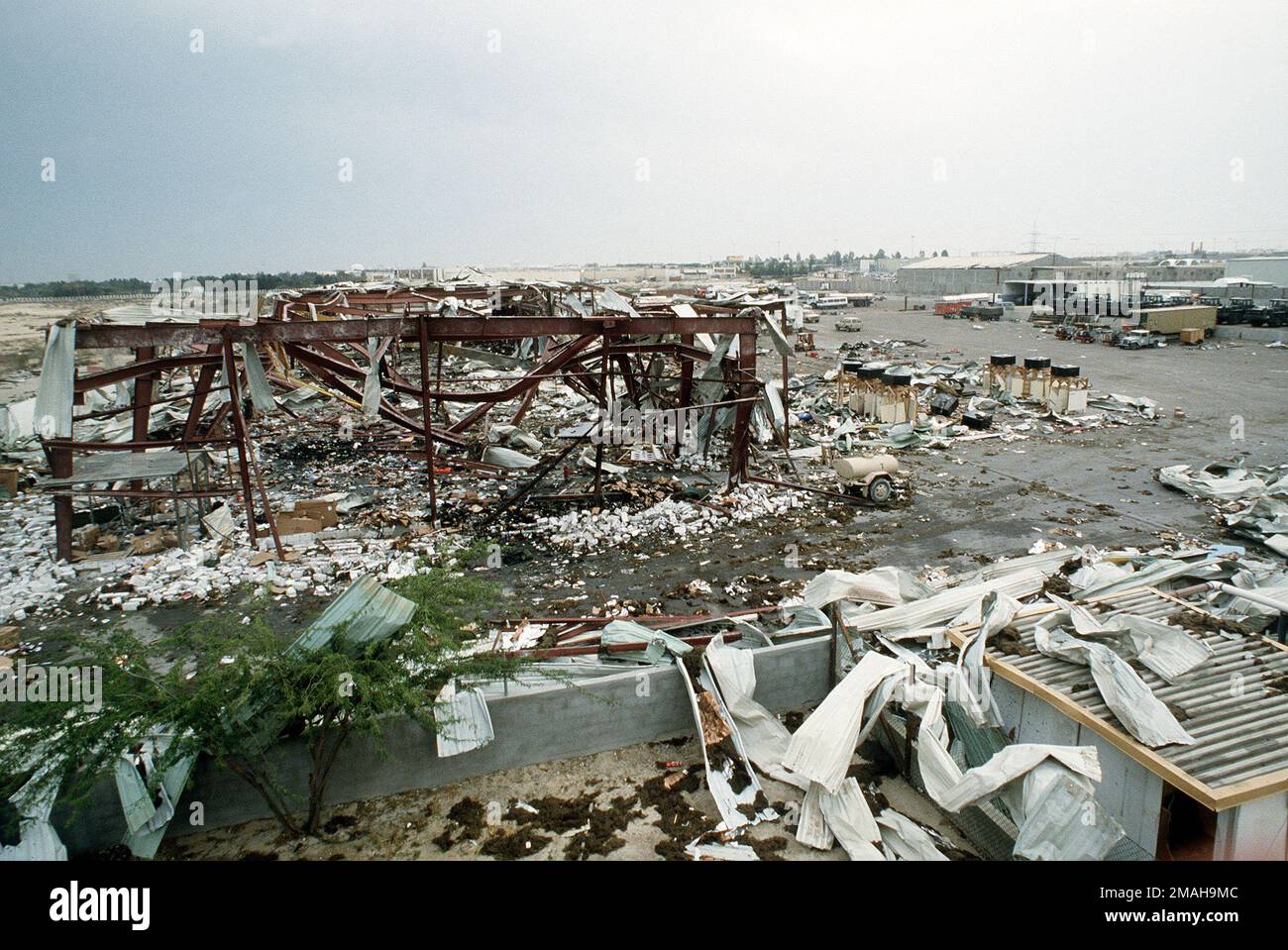 A view of the remains of a warehouse hit by an Iraqi Scud missile Feb ...