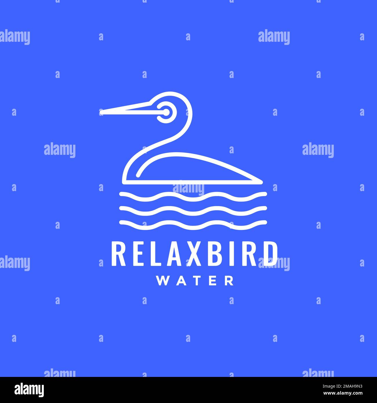 relax bird stork lake line modern minimalist logo design vector icon ...