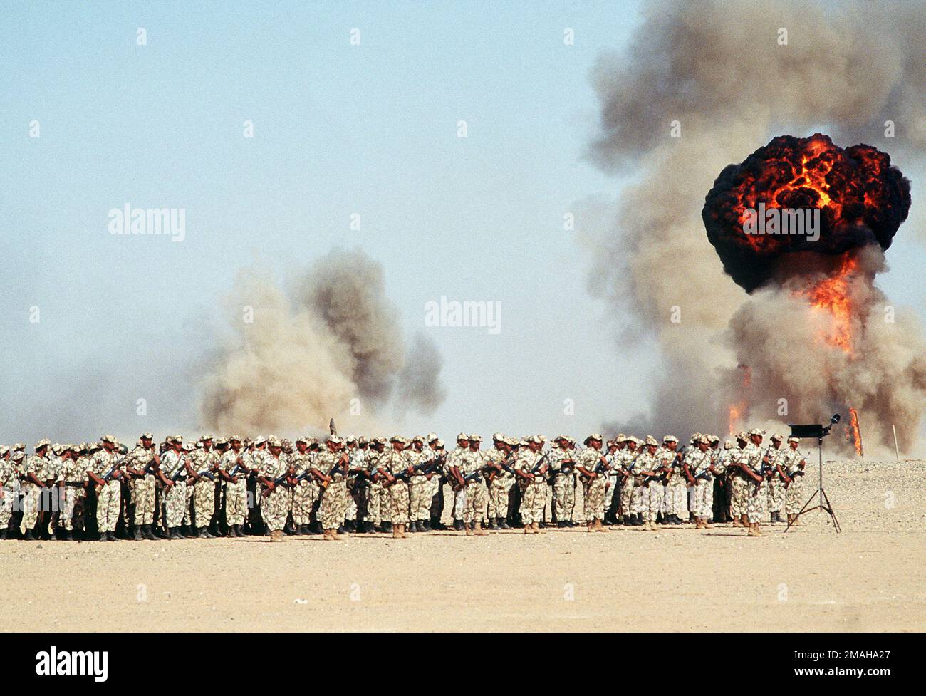 An Egyptian ranger battalion stands in formation during a live-fire and ...