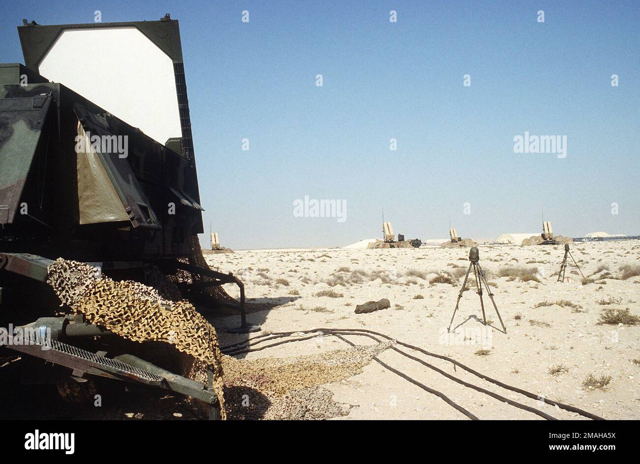 An AN/MPQ-53 radar set, left, for the MIM-104 Patriot tactical air ...