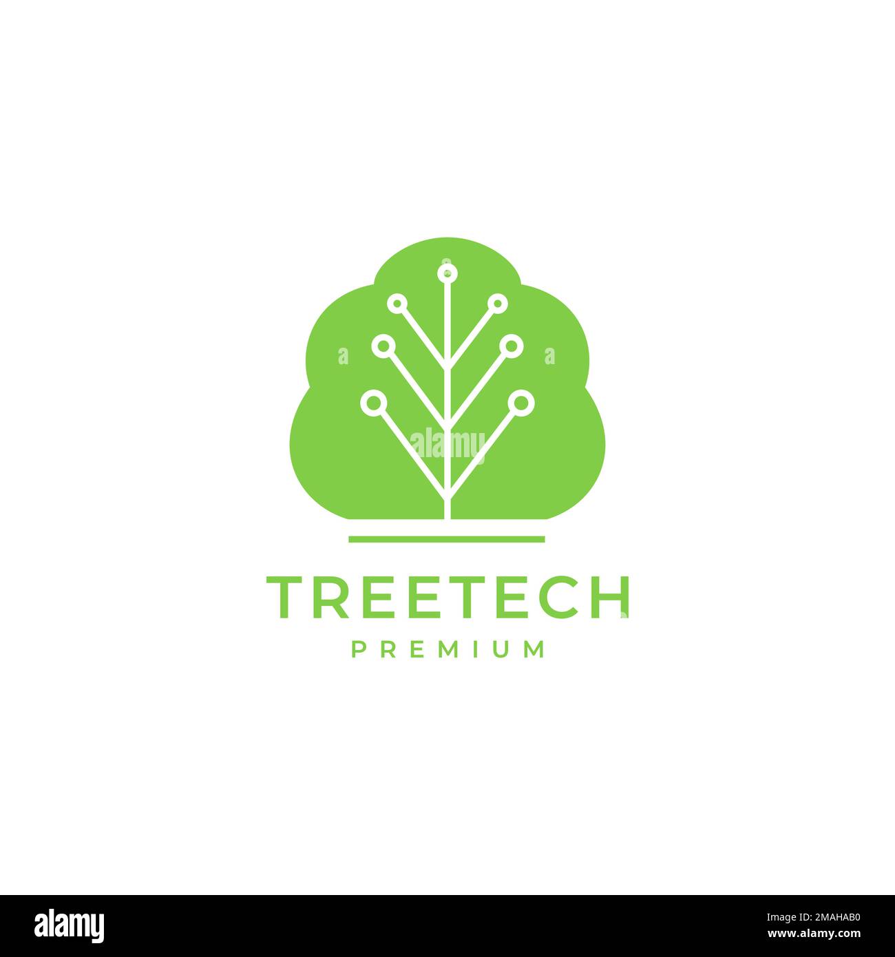 tree technology line connect nature leaves logo design vector icon ...